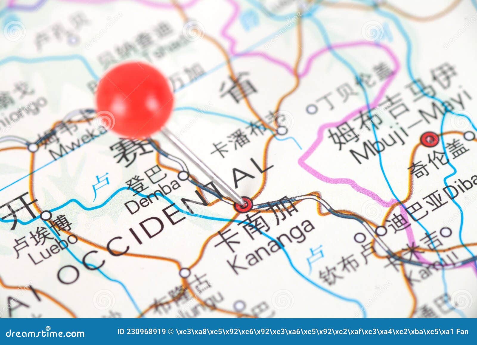 Congo City Kananga`s Location on the Map Stock Image - Image of object ...