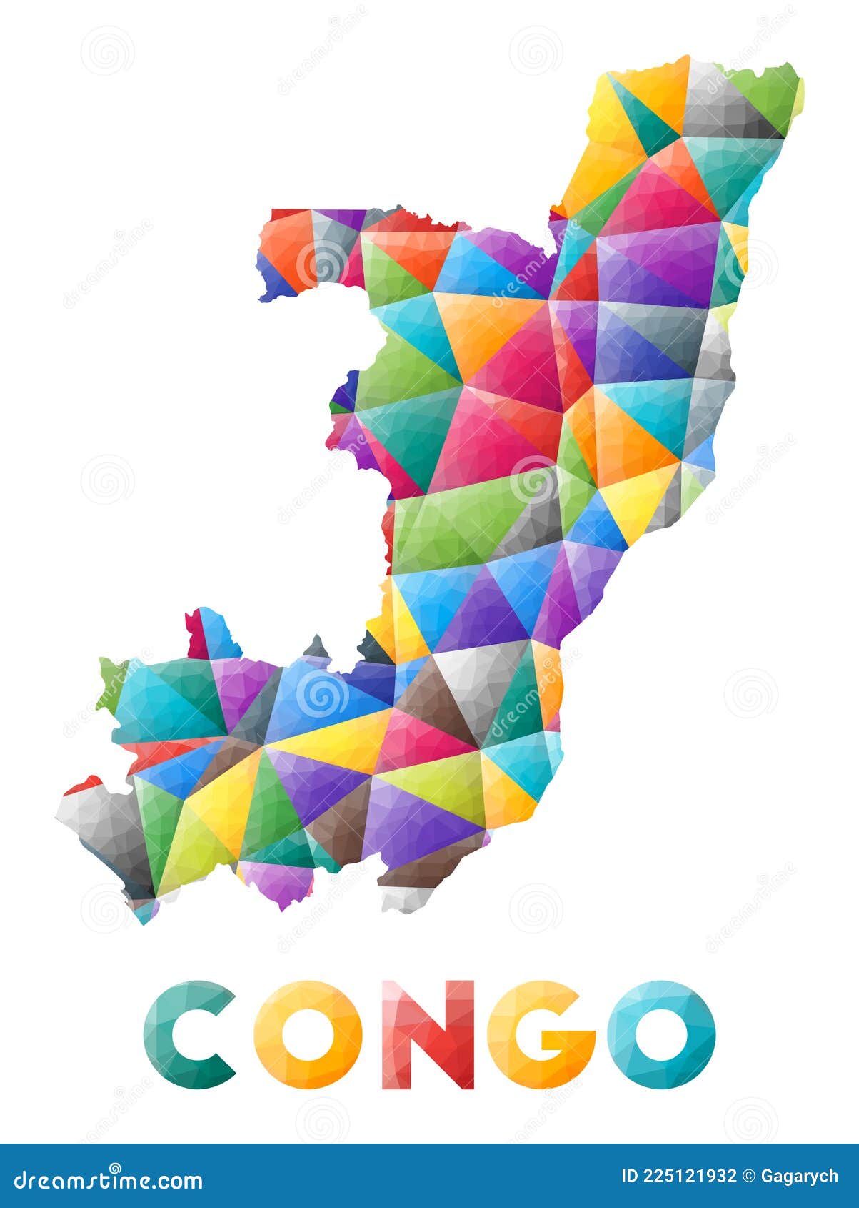 Congo - Colorful Low Poly Country Shape. Stock Vector - Illustration of ...