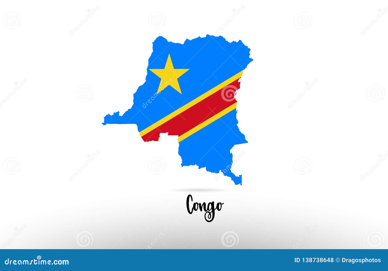 Congo Country Flag Inside Map Contour Design Icon Logo Stock Vector ...