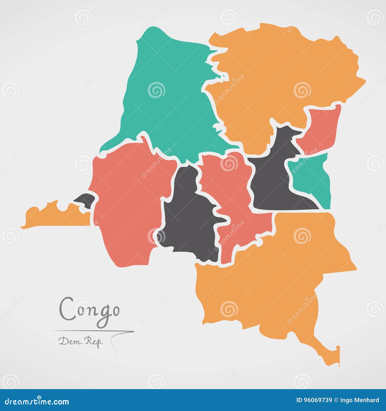 Congo Democratic Republic National Flag Waving Isolated On White ...