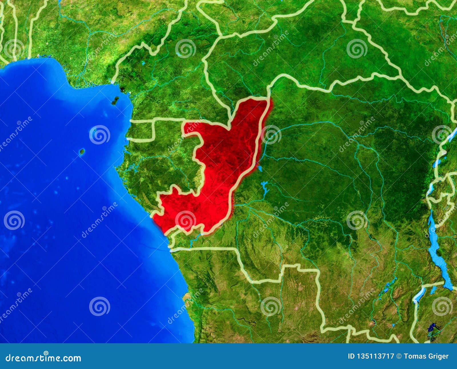 Congo on Earth with Borders Stock Illustration - Illustration of ...