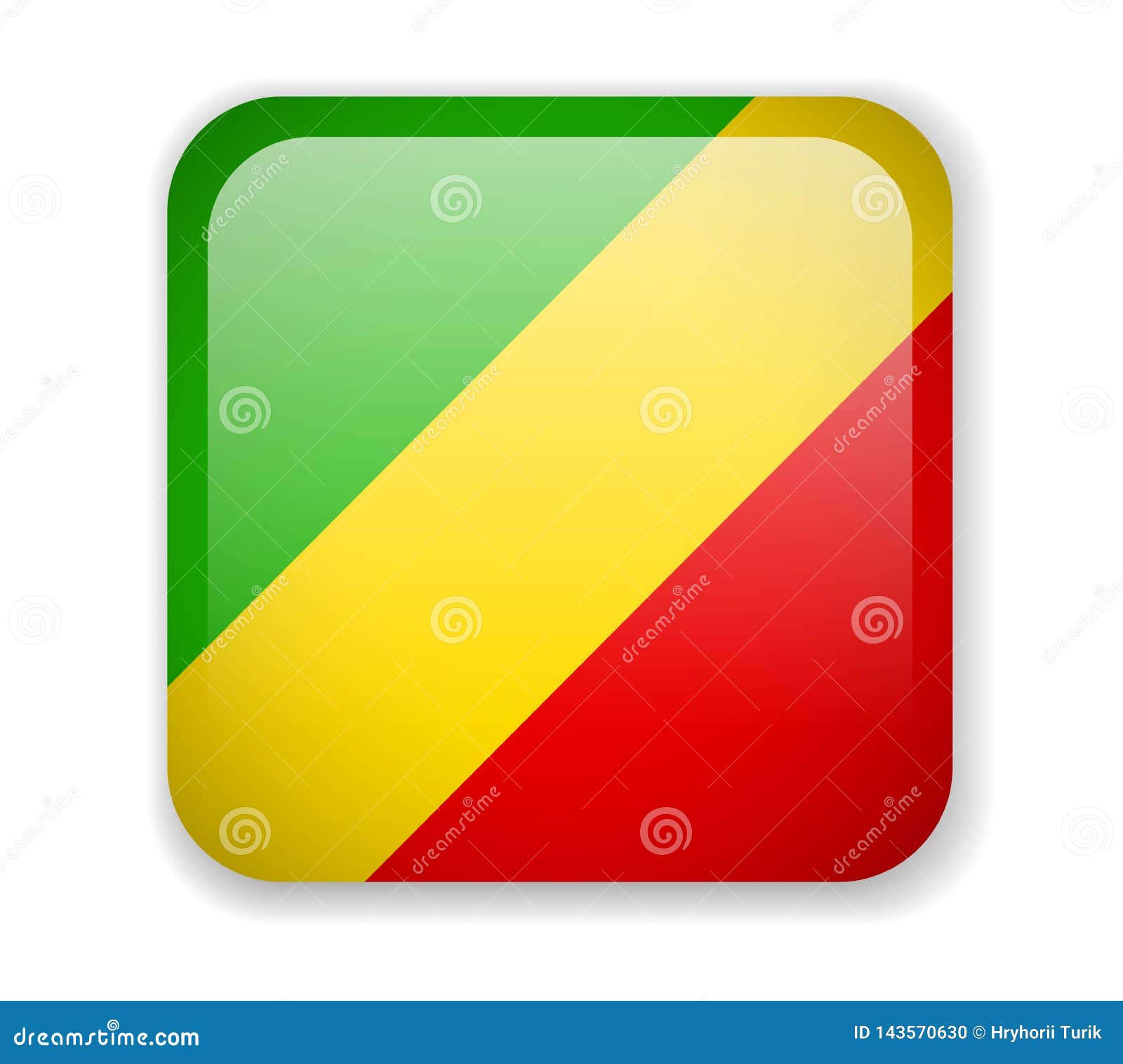Congo Flag Bright Square Icon on a White Background Stock Illustration ...