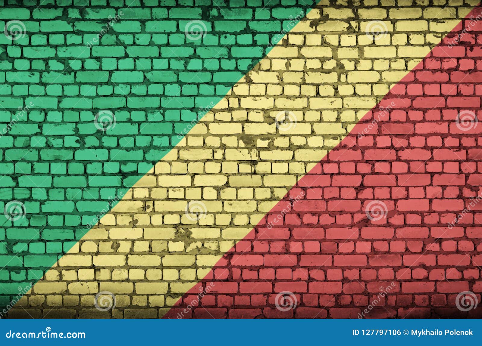 Congo Flag is Painted Onto an Old Brick Wall Stock Photo - Image of ...