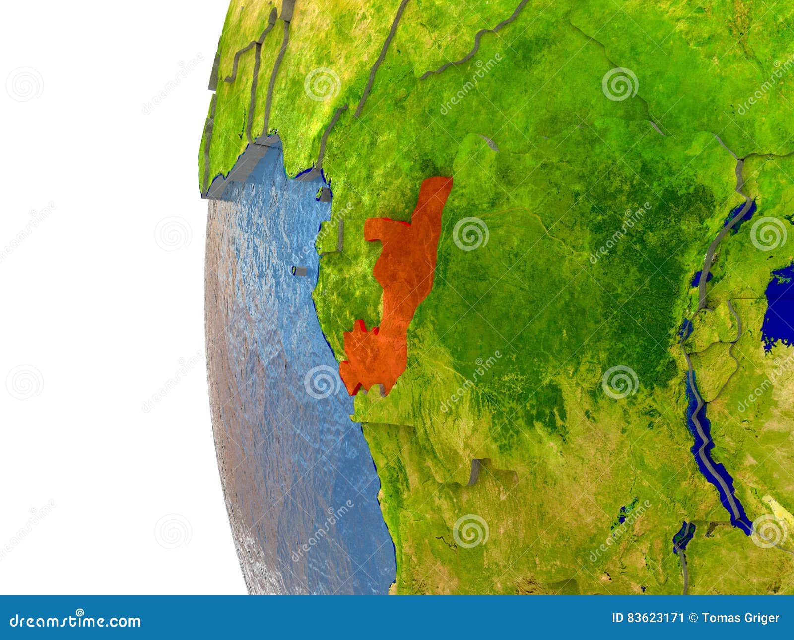 Congo on globe stock illustration. Illustration of orbiting - 83623171