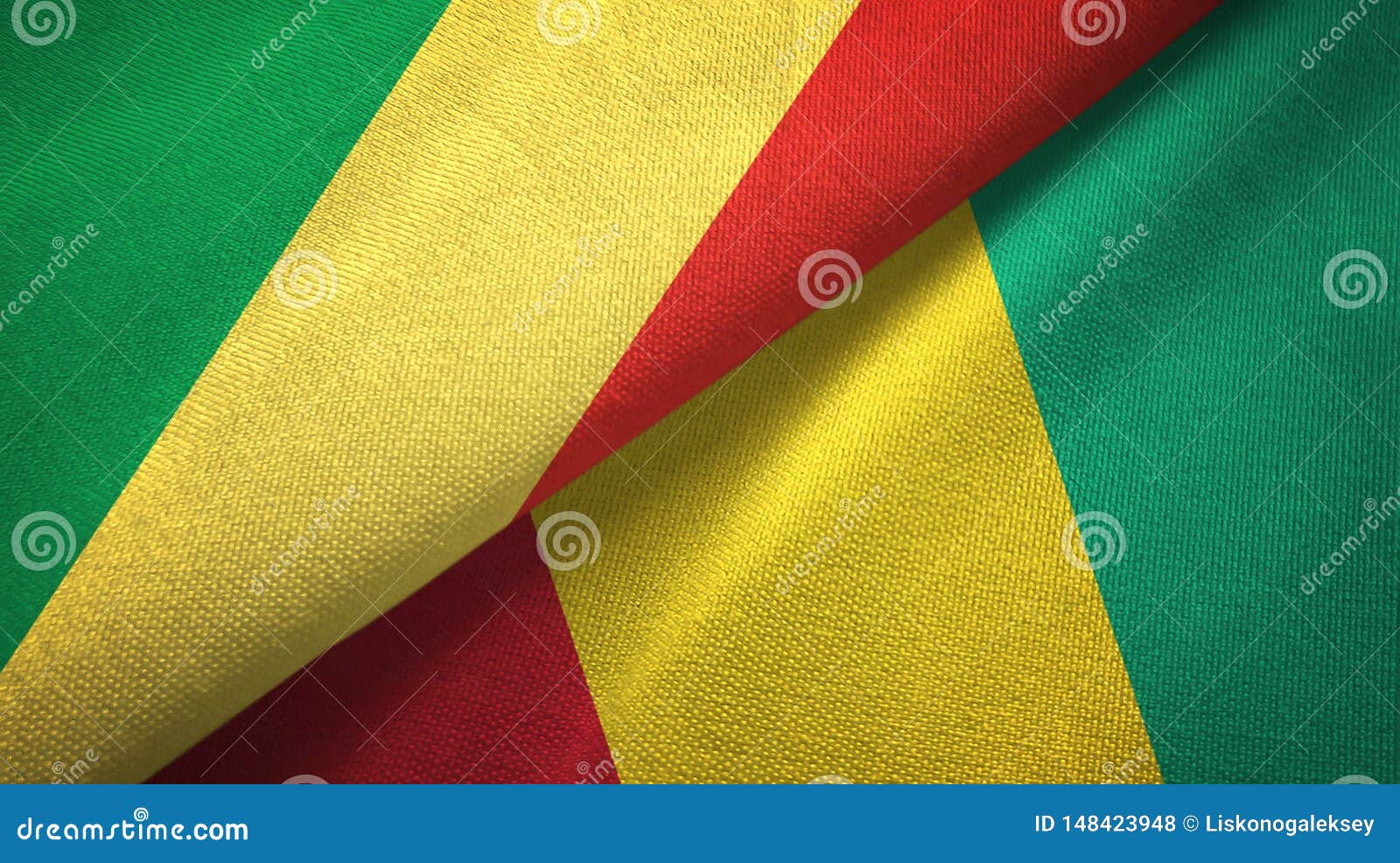 Congo and Guinea Two Flags Textile Cloth, Fabric Texture Stock ...