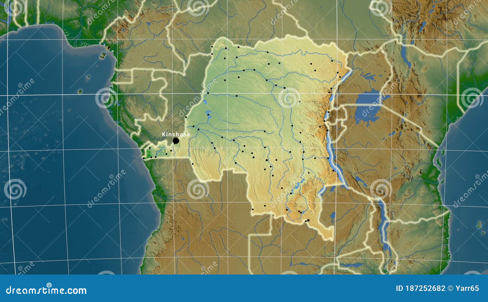 Congo Kinshasa - Physical. Composition, Borders Stock Illustration ...