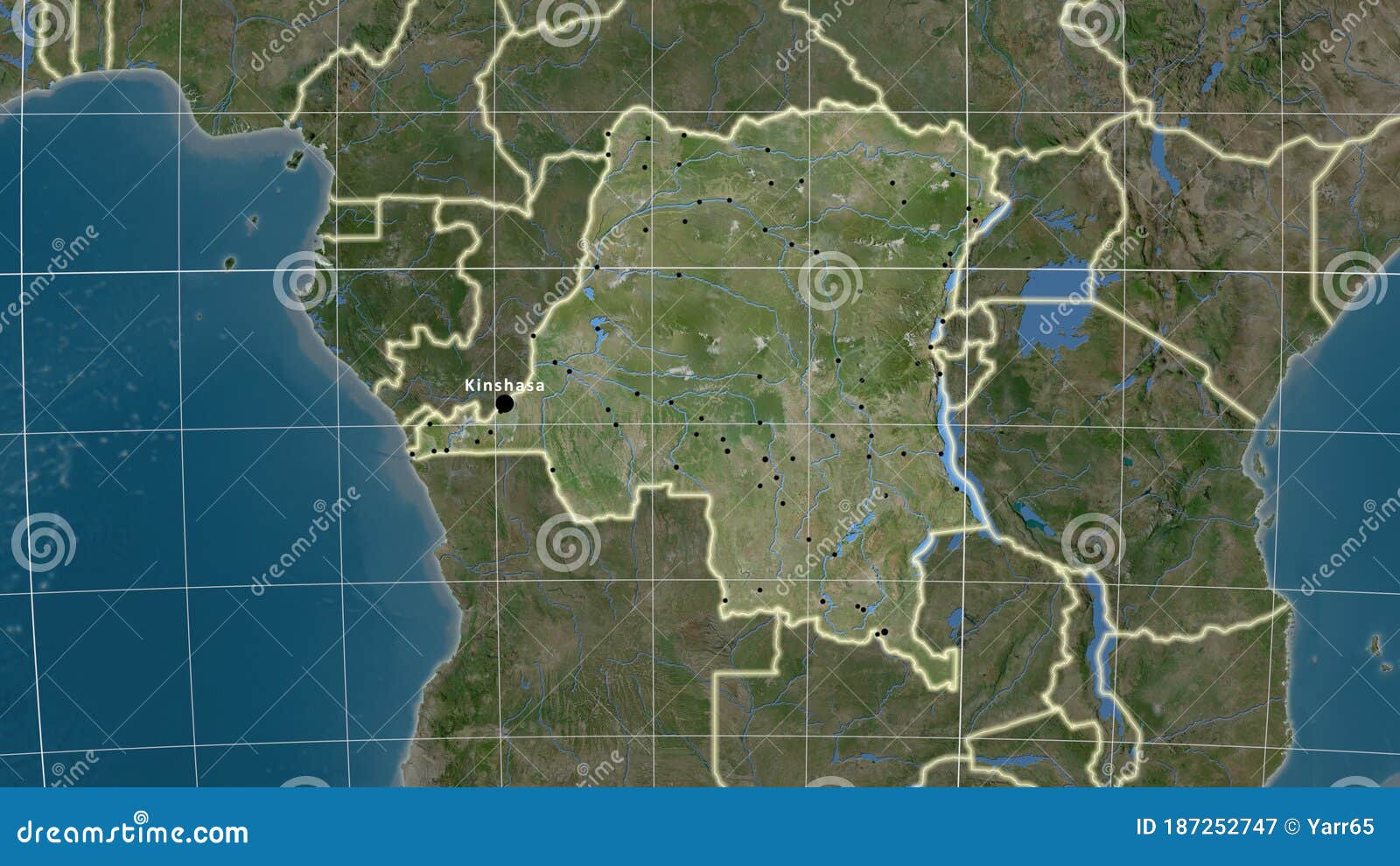 Congo Kinshasa - Satellite. Composition, Borders Stock Illustration ...