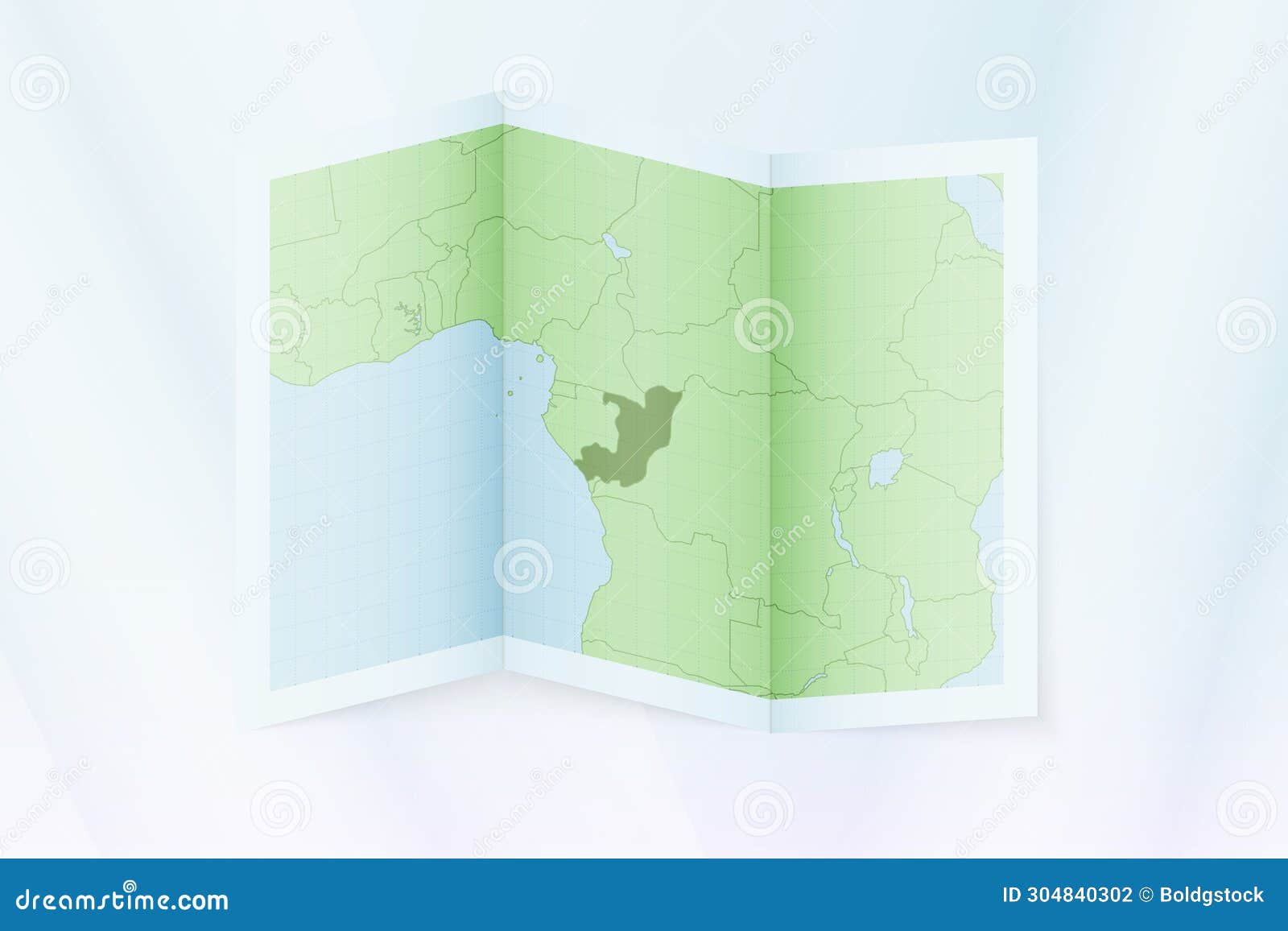Congo Map, Folded Paper with Congo Map Stock Vector - Illustration of ...