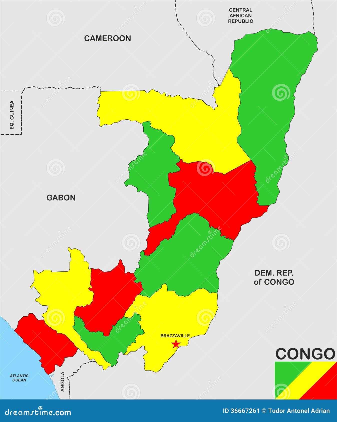 Congo republic map stock illustration. Illustration of political - 36667261