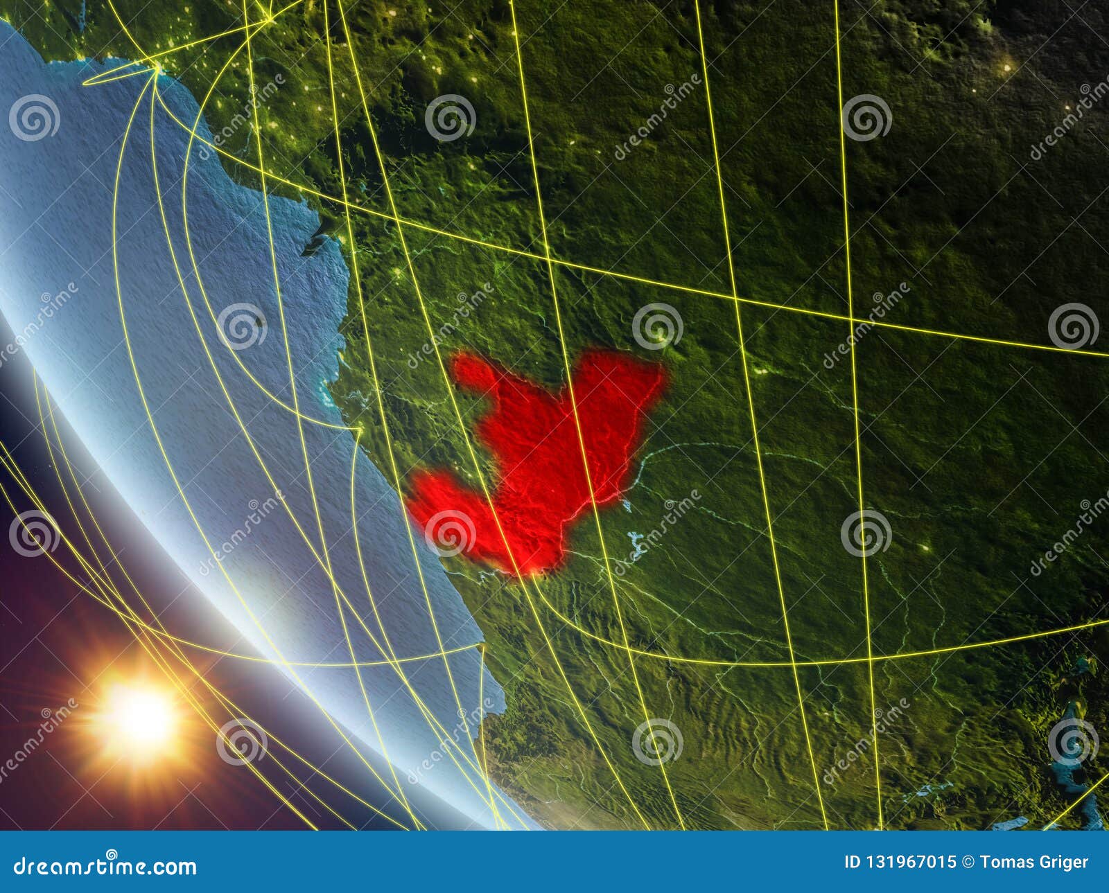Congo from Space with Network Stock Illustration - Illustration of ...