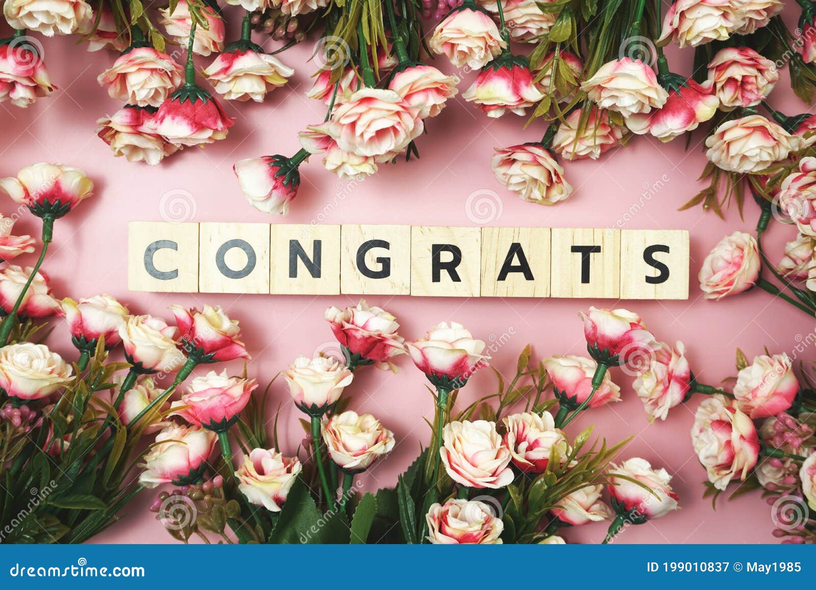 Congrats Alphabet Letter with Blooming Flower on Pink Background Stock ...