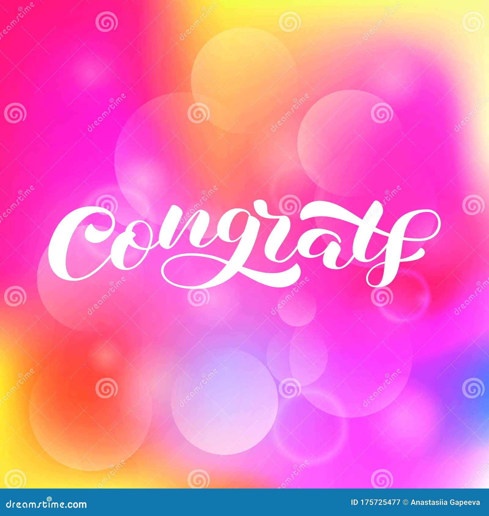 Congrats! Brush Calligraphy Hand Lettering In Blue, Turquoise And ...