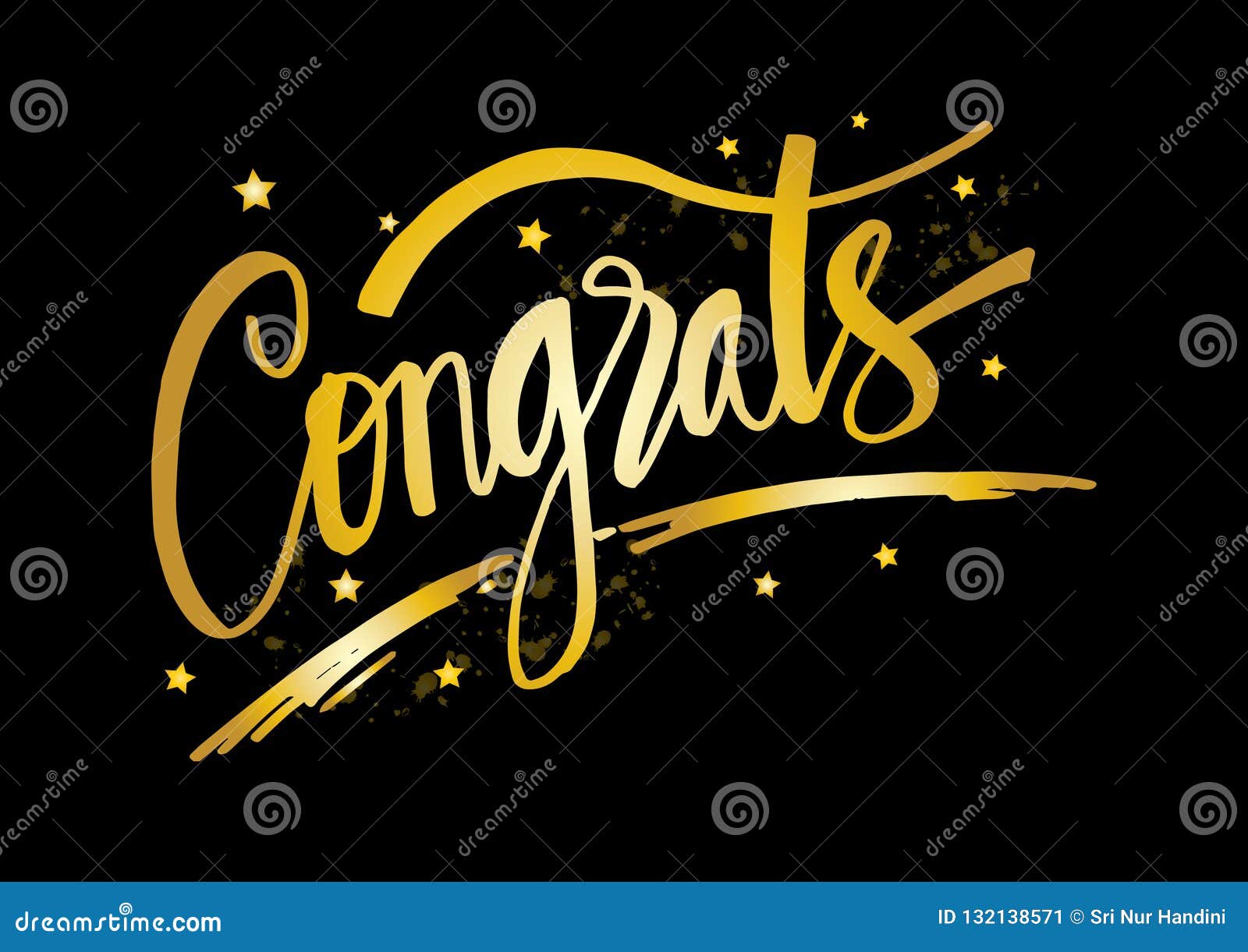 Congrats Calligraphy Hand Lettering On Blue Background. Congratulation ...