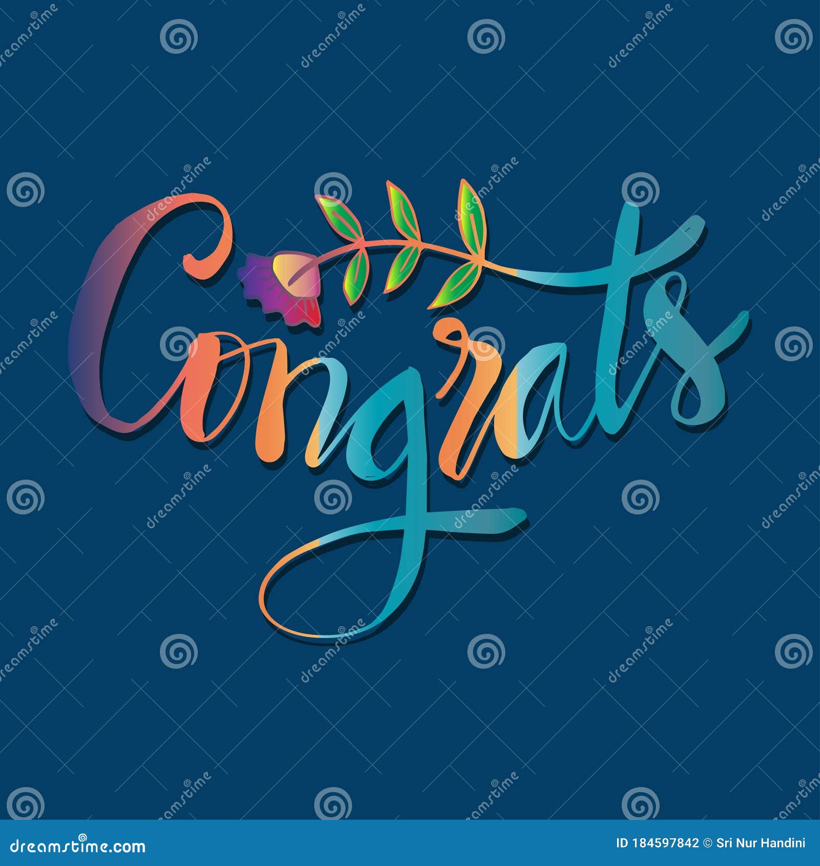Congrats Calligraphy Hand Lettering On Blue Background. Congratulation ...