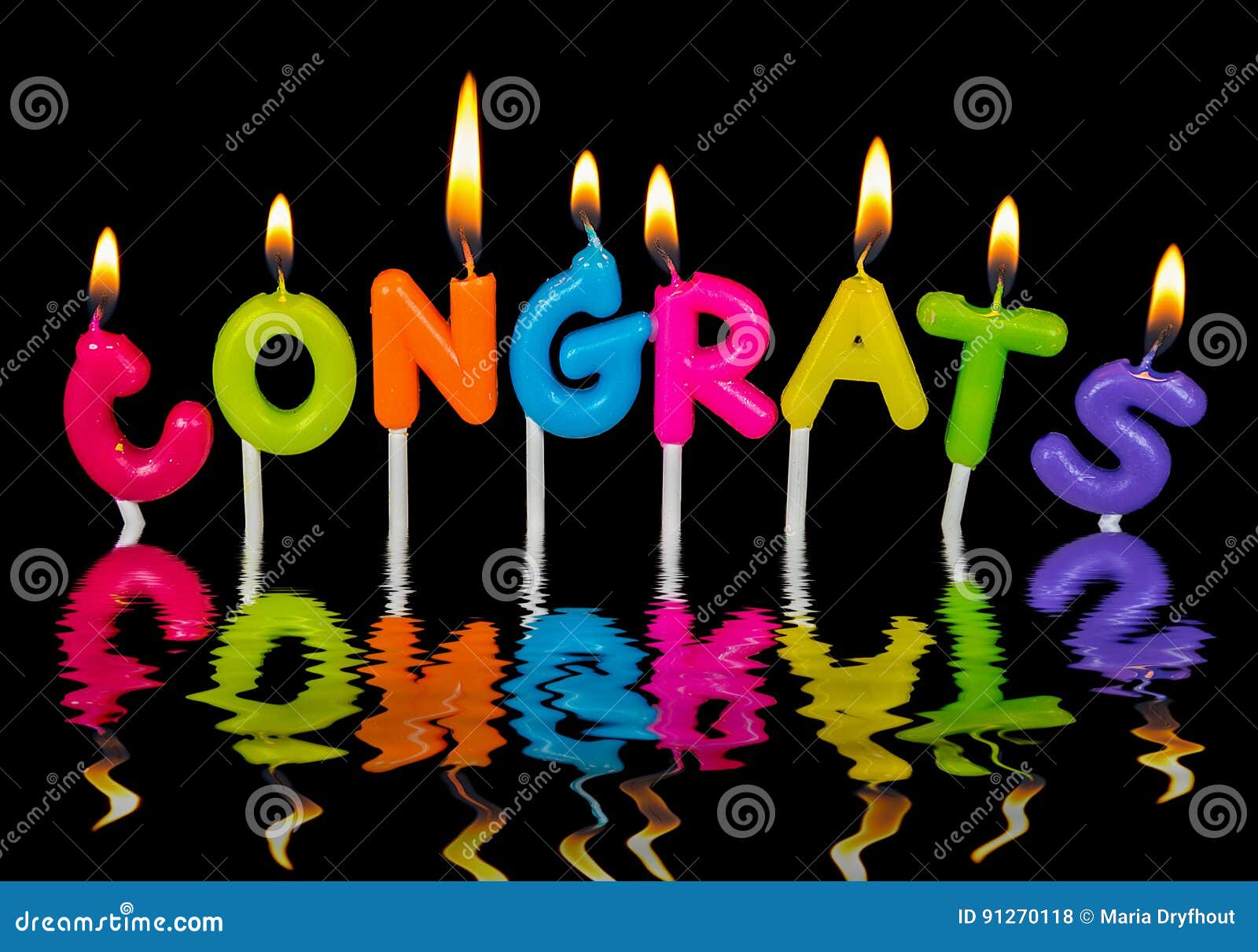 Congrats Candle in Rippled Water Stock Photo - Image of bold ...