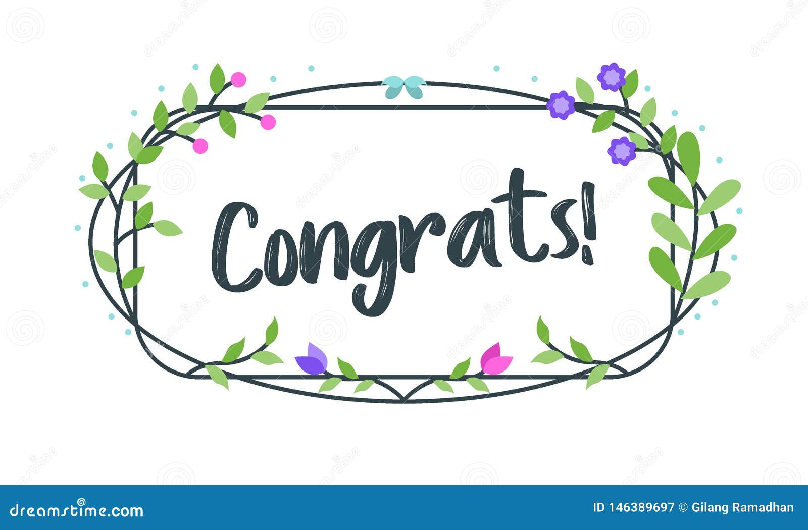 Congratulations Typography Handwritten Lettering Greeting Card Banner ...