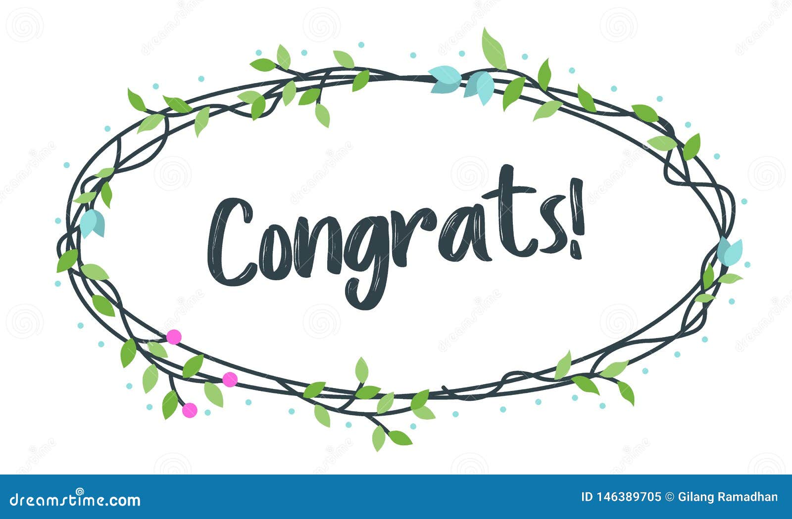 Congrats, Congratulations Typography with Floral Frame, Vector for ...