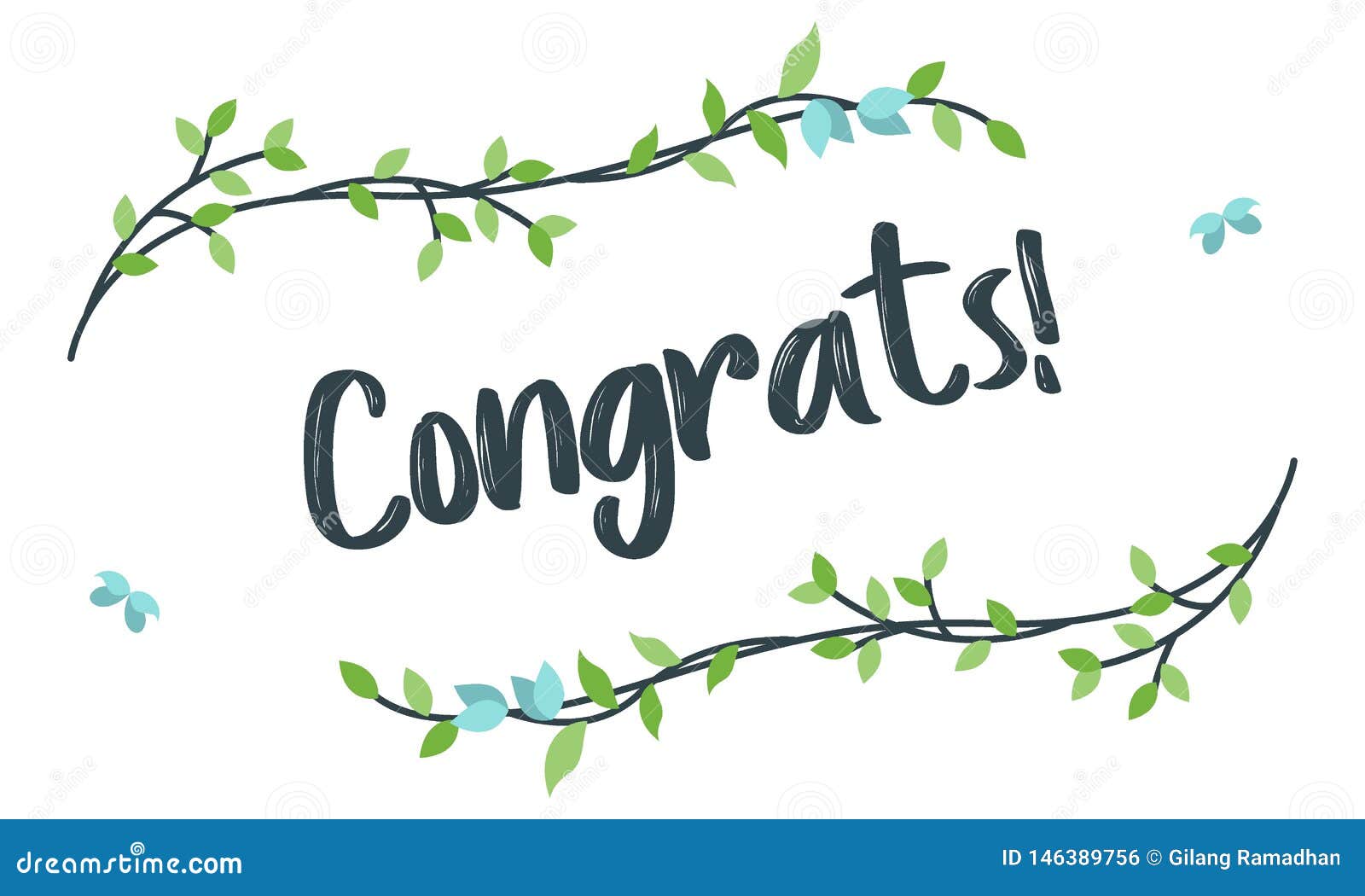 Congrats, Congratulations Typography with Floral Frame, Vector for ...