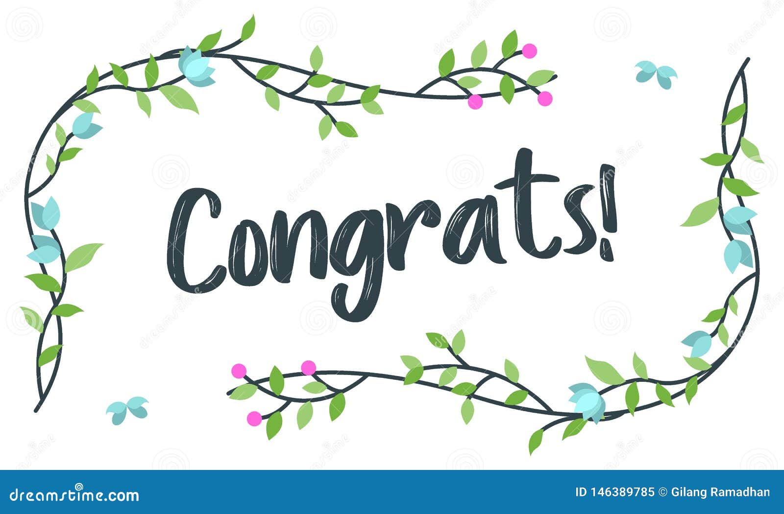 Congrats, Congratulations Typography with Floral Frame, Vector for ...