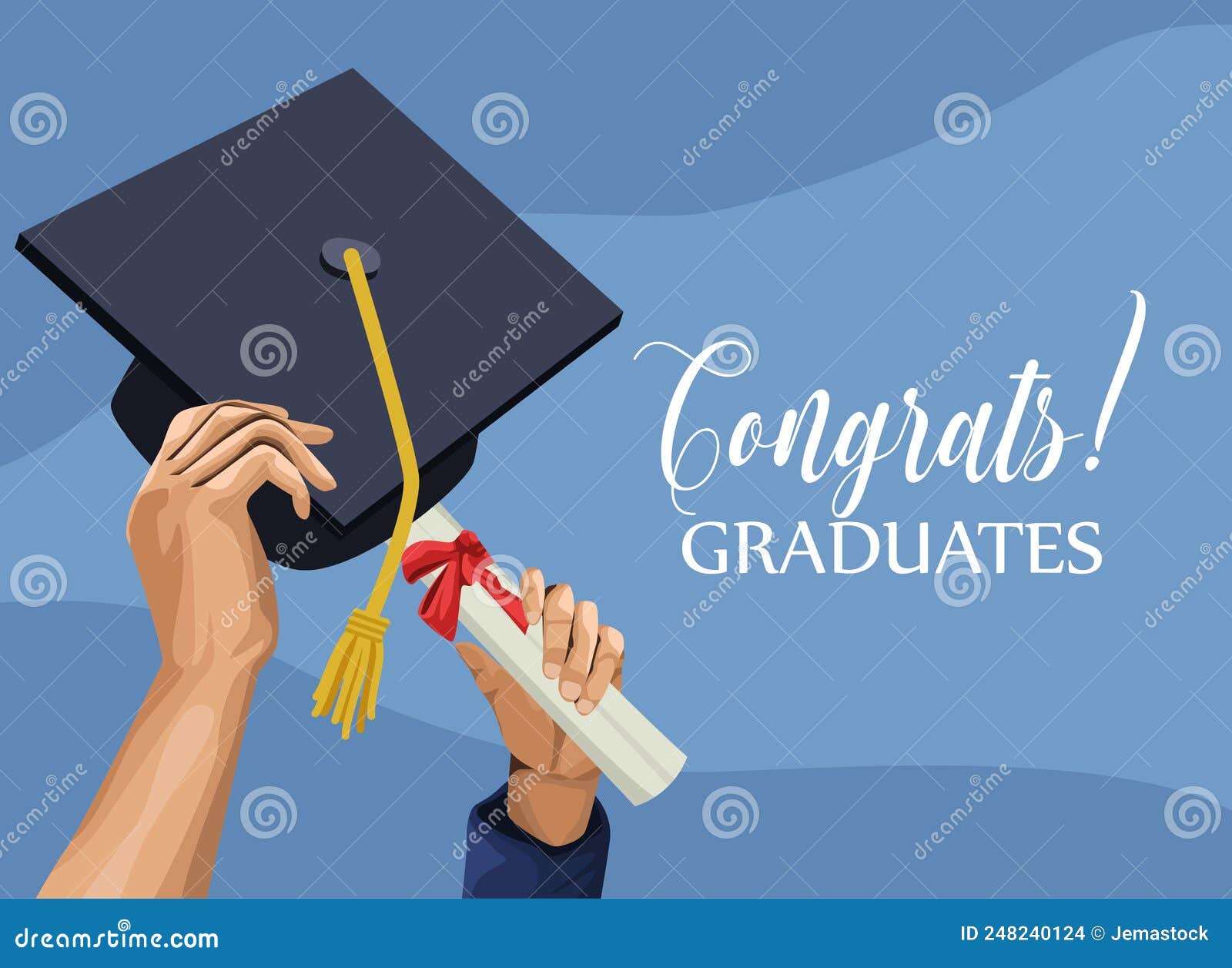Congrats graduates card stock vector. Illustration of graduation ...