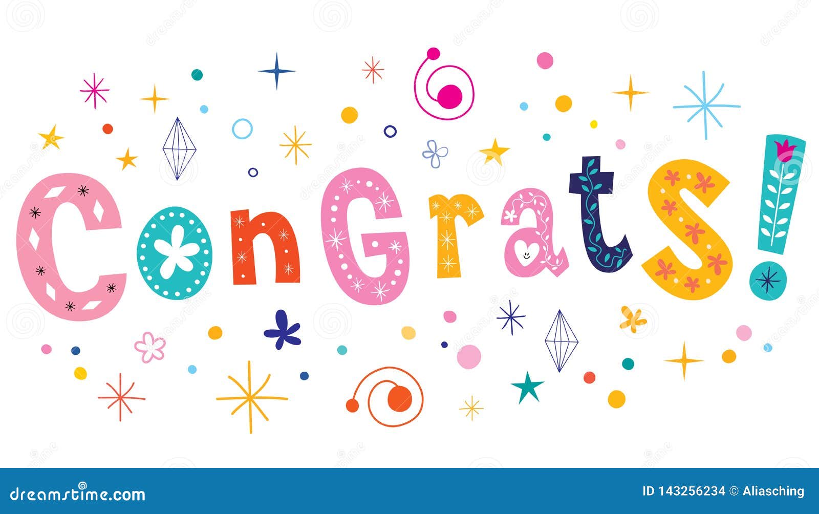 Congrats greeting card stock vector. Illustration of text - 143256234