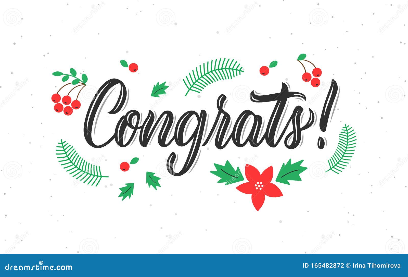 Congrats. Modern Calligraphy Inscription in Black Ink with Decorative ...