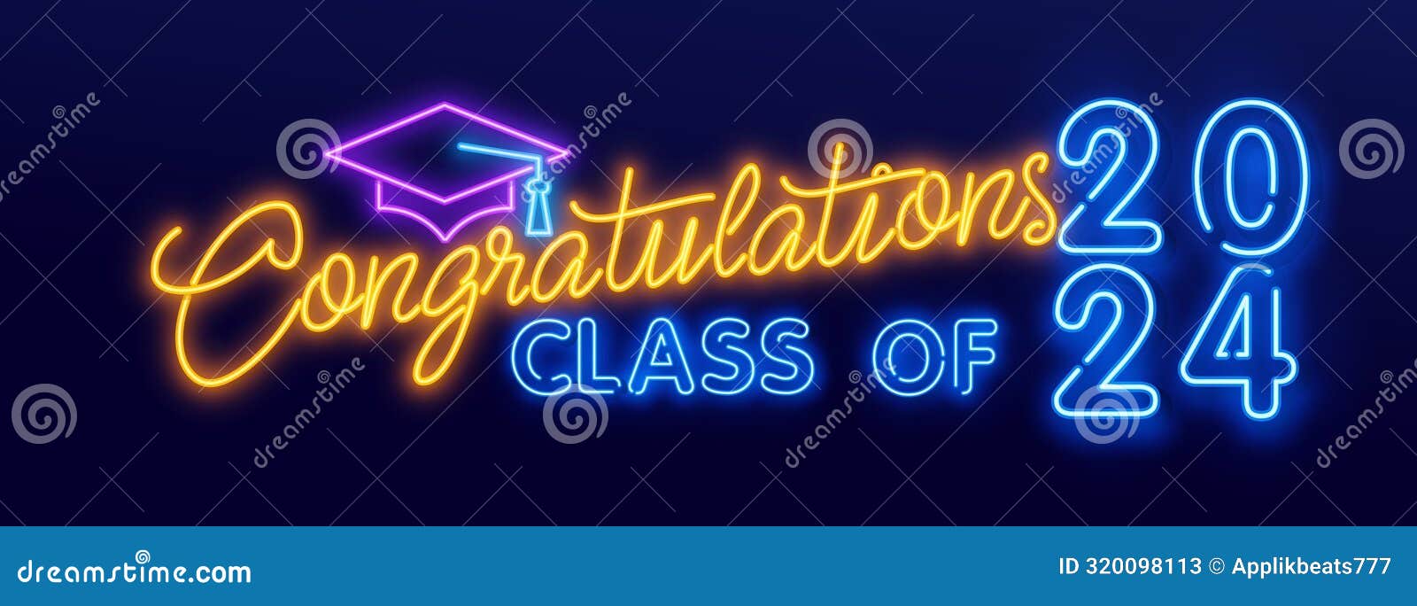 Congrats Neon Template. Glowing Neon Lettering Congratulations Sign ...