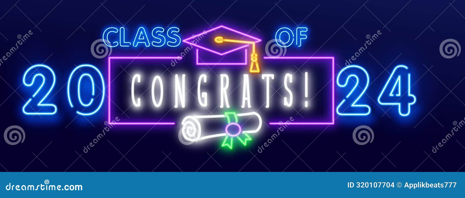Congrats Neon Template. Glowing Neon Lettering Congratulations Sign ...