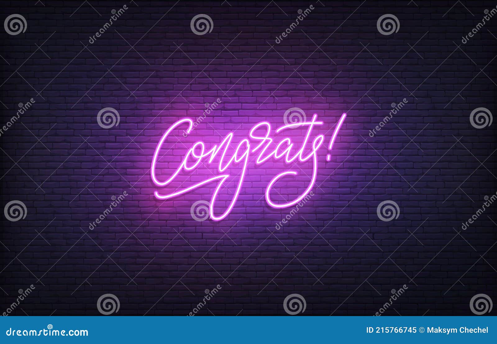 Congrats Neon Sign. Glowing Neon Lettering Congratulations Template ...