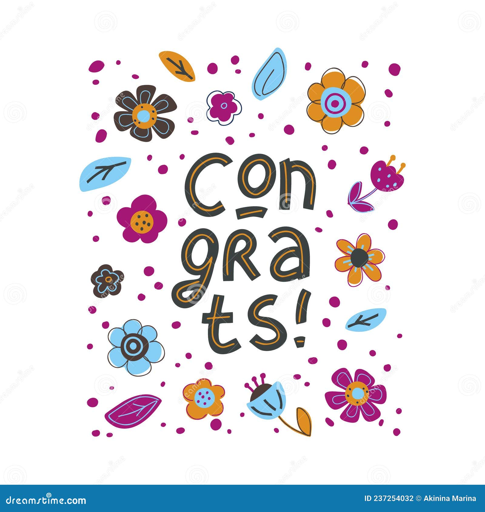 Congrats. Rectangular Vertical Illustration With Isolated Lettering And ...