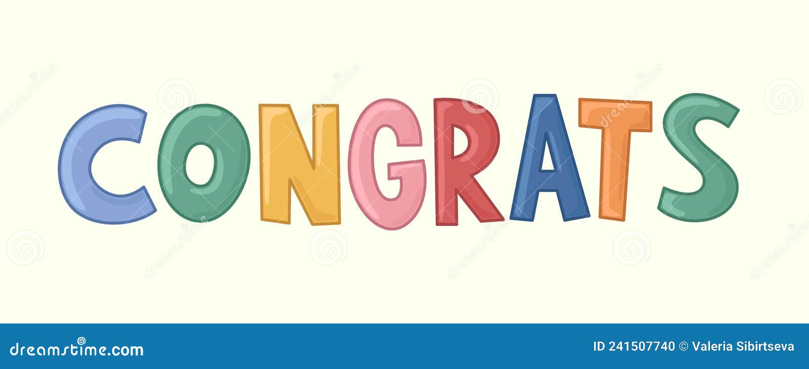 Congrats. Vector Lettering of Colored Letters in Cartoon Style on a ...