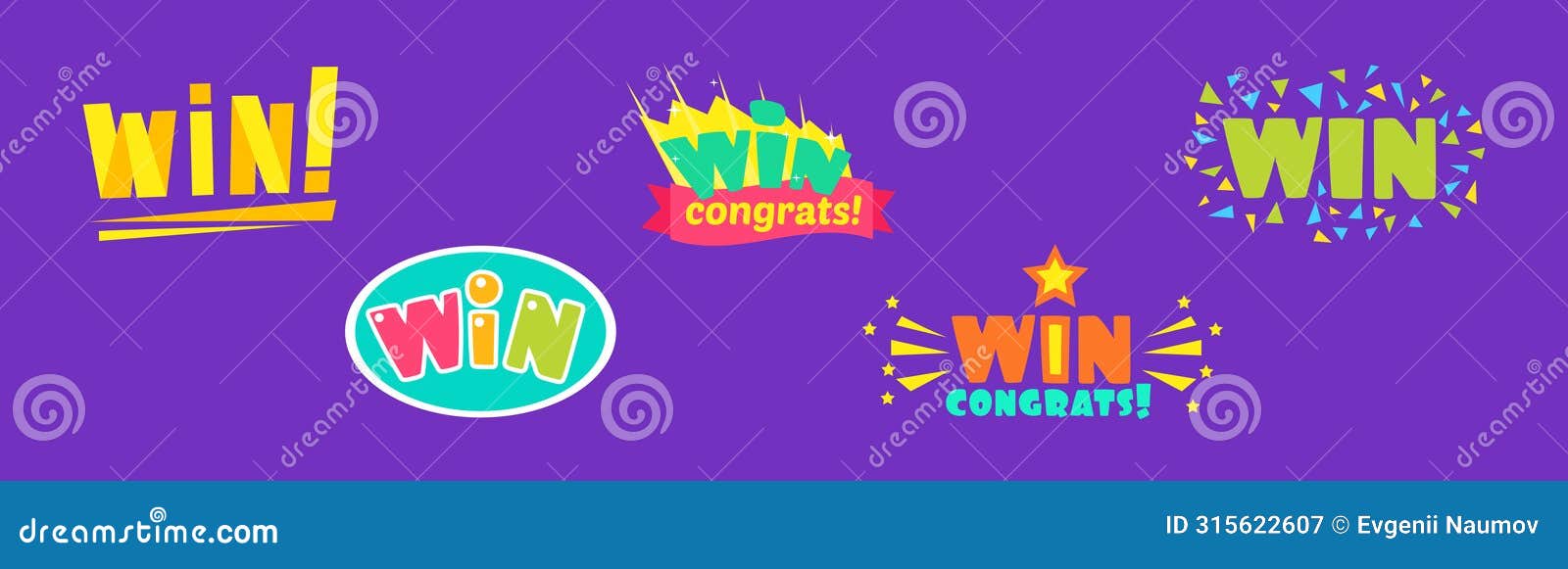 Congrats and Win Congratulation Banner Bright Vector Set Stock Vector ...