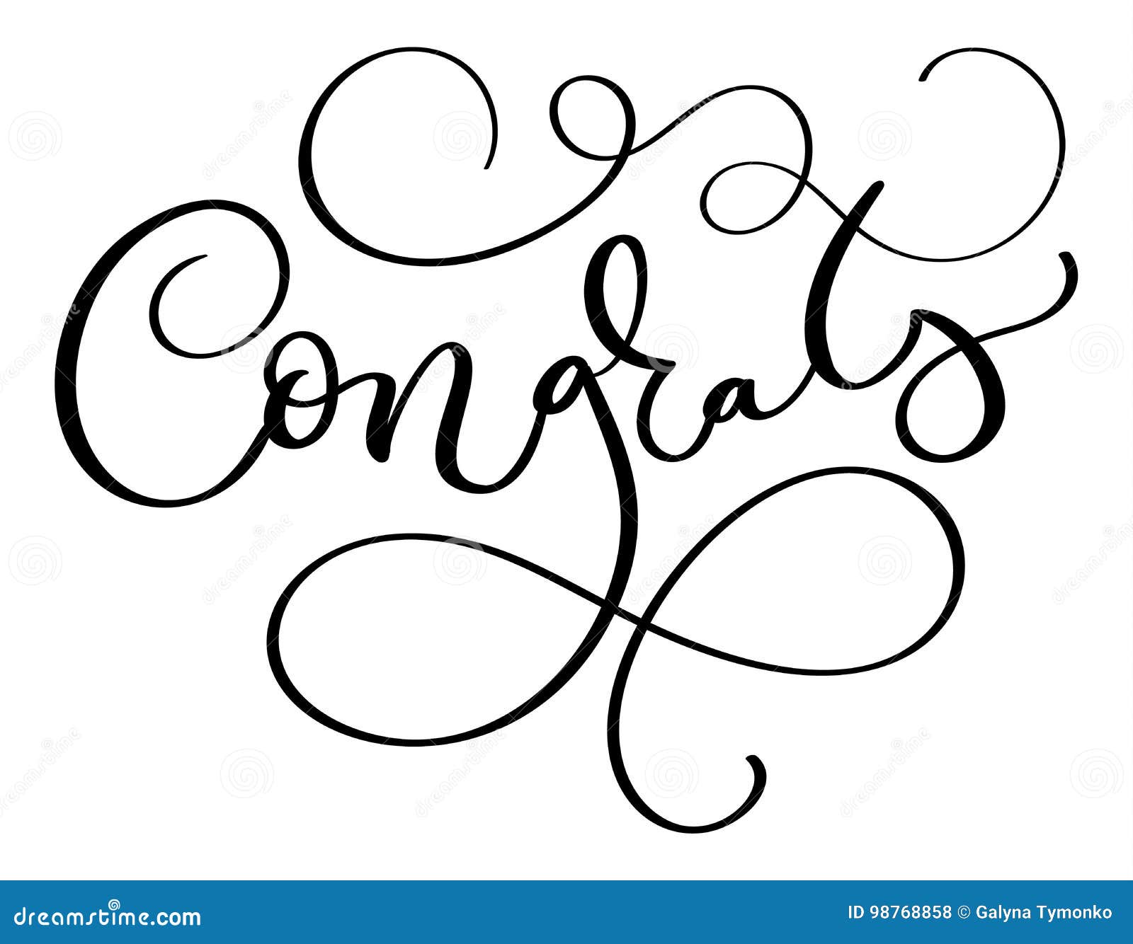 Congrats Word on White Background. Hand Drawn Calligraphy Lettering ...