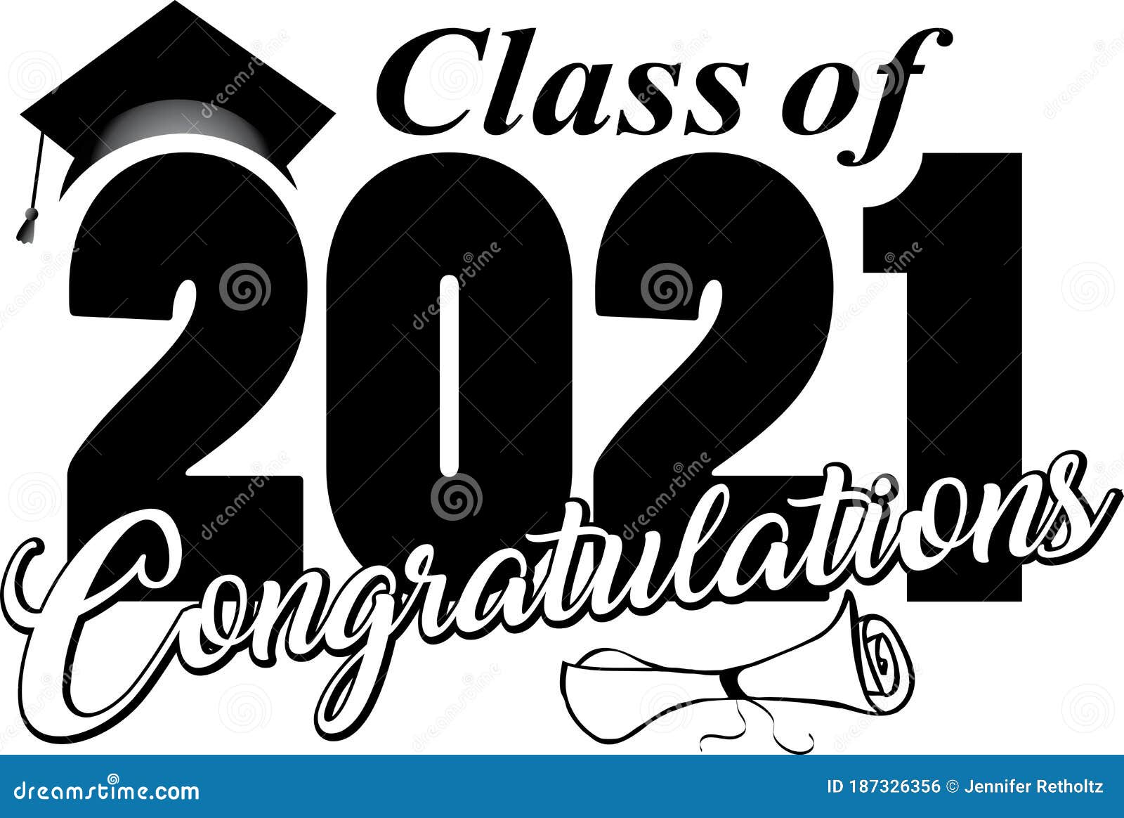Class of 2021 Congratulations with Cap and Diploma Stock Vector ...