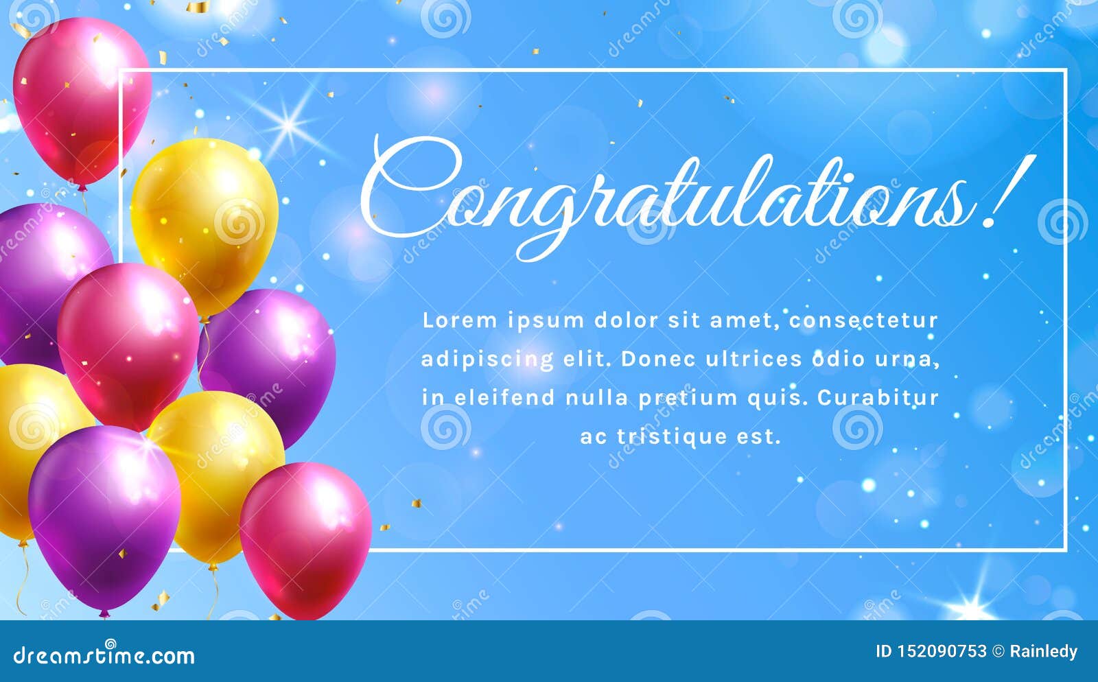 Congratulation Banner With Colorful Balloons. Vector | CartoonDealer ... Congratulation Banner With Colorful Balloons. Vector | CartoonDealer ...