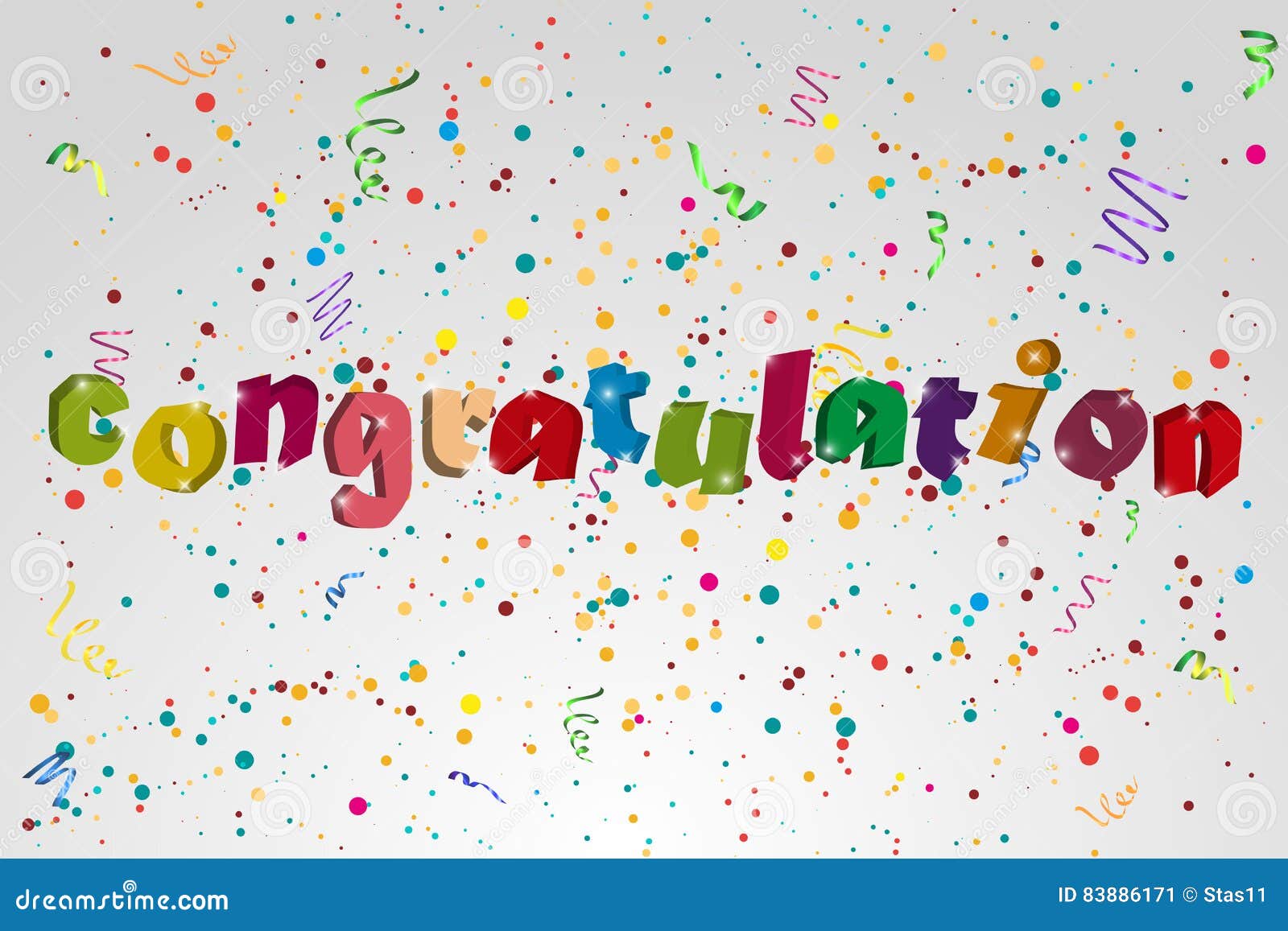 Congratulation Banner with Confetti an Ribbons. Vector Illustration ...