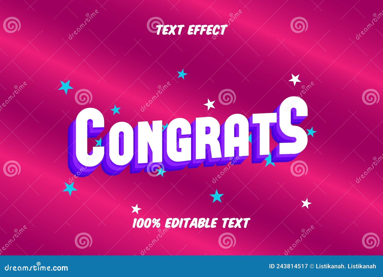 Congratulation Editable Text Effect Purple and White Color Stock Vector ...