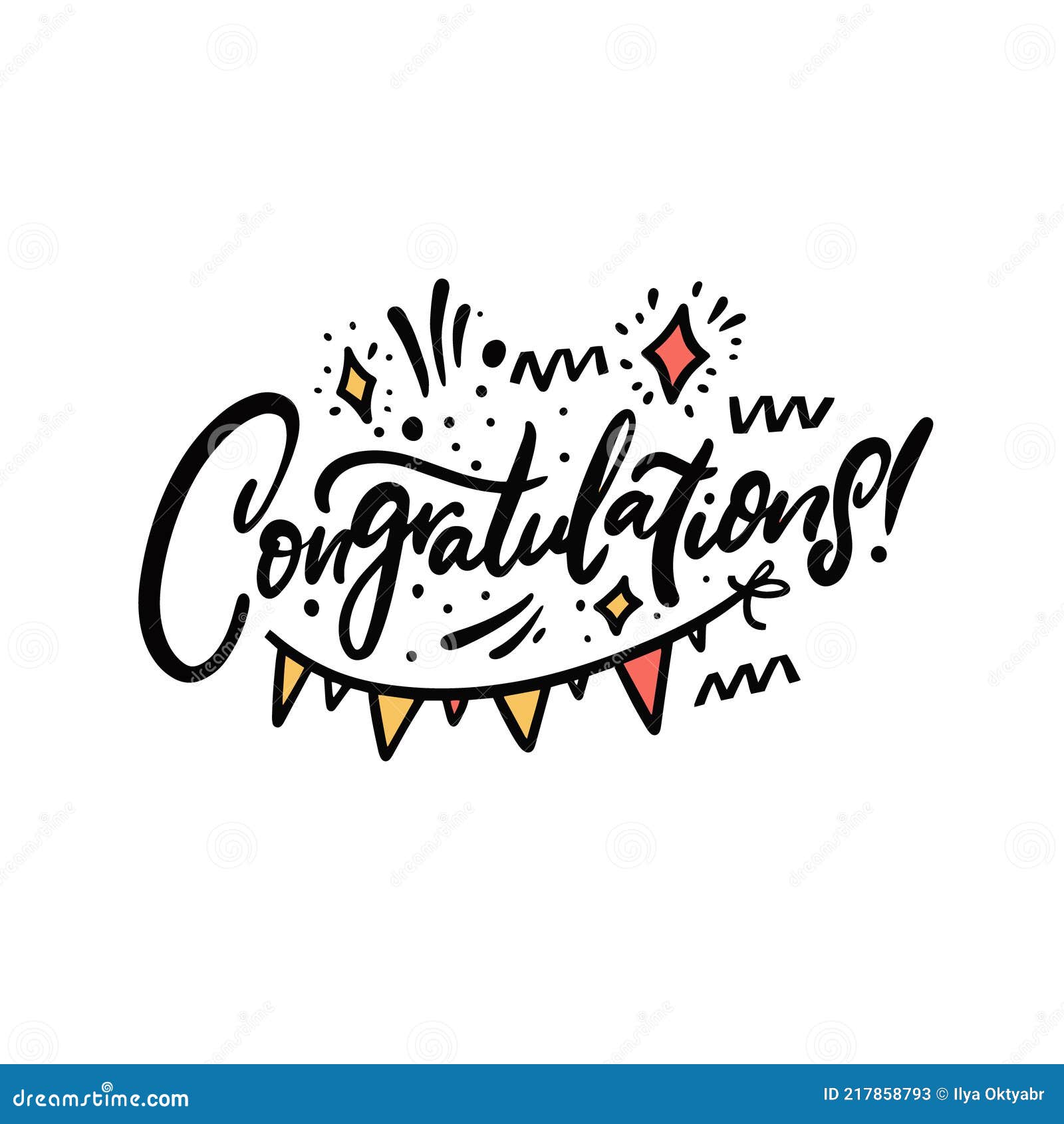 Congratulation Hand Lettering. Vector Illustration With Lettering ...