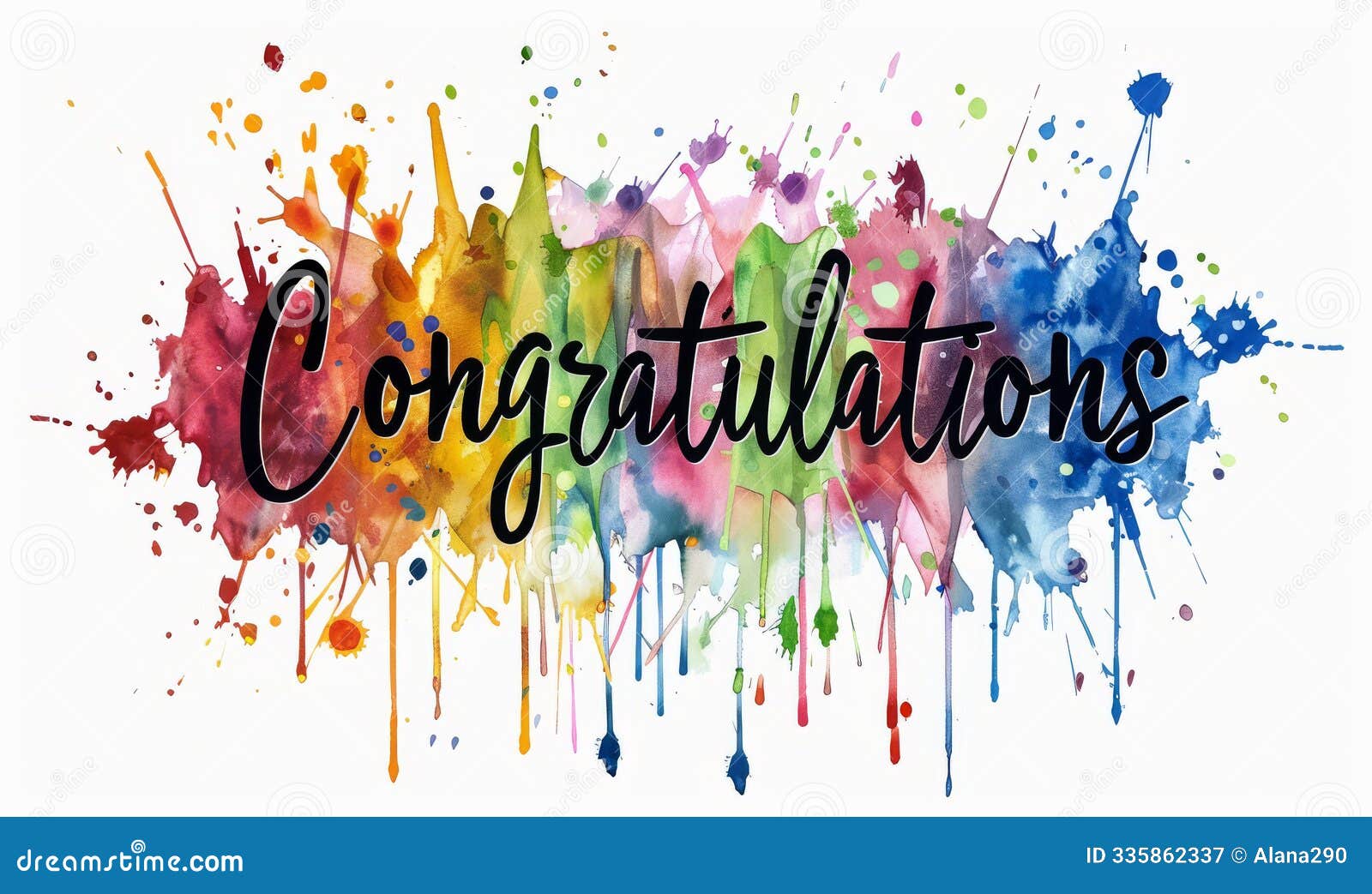 Congratulation - Modern Calligraphy Inspirational Text on Multicolored ...