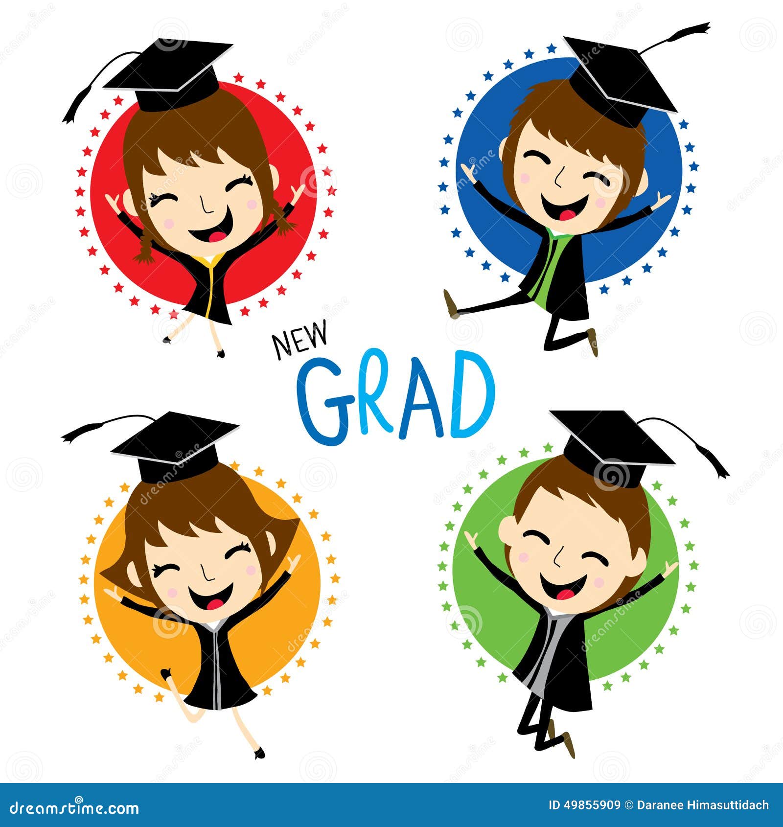 Congratulation New Graduate Cute Cartoon Vector Stock Vector ...