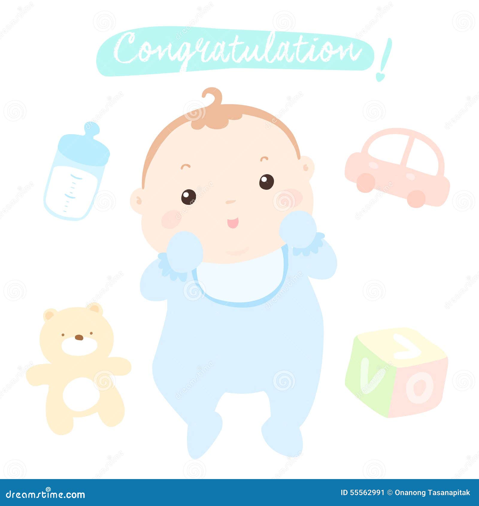 Congratulation New Little Baby Boy Stock Vector - Illustration of ...