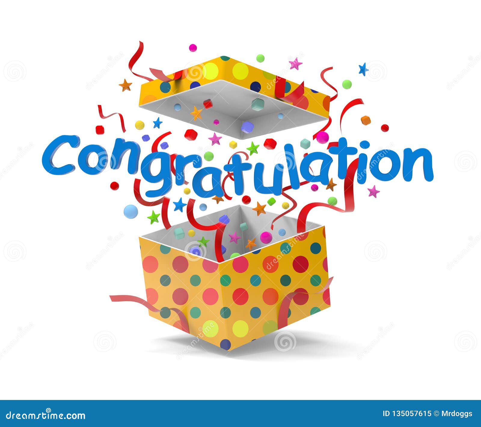 Congratulation Symbol Springing Out From A Gift Box Royalty-Free Stock ...