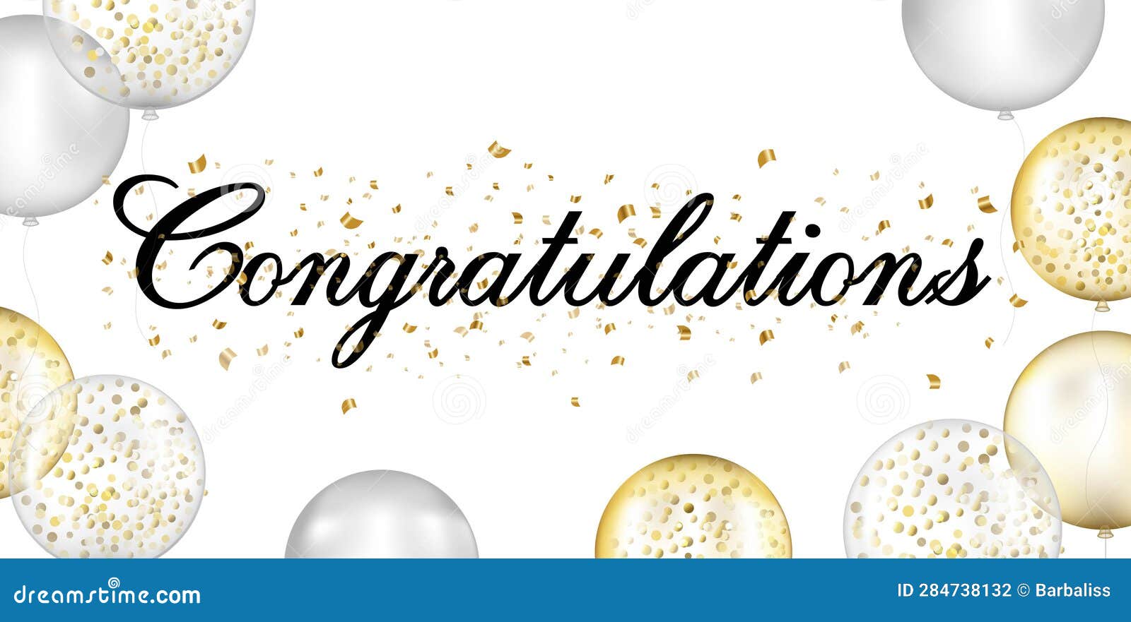 Congratulation Text with Golden and Silver Balloons Stock Vector ...