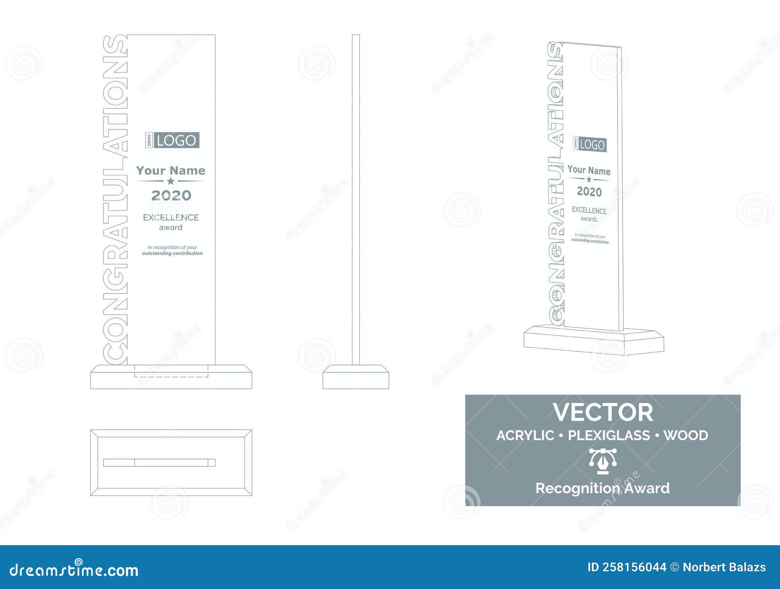 Congratulation Trophy Vector Template, Business Distinction Award ...