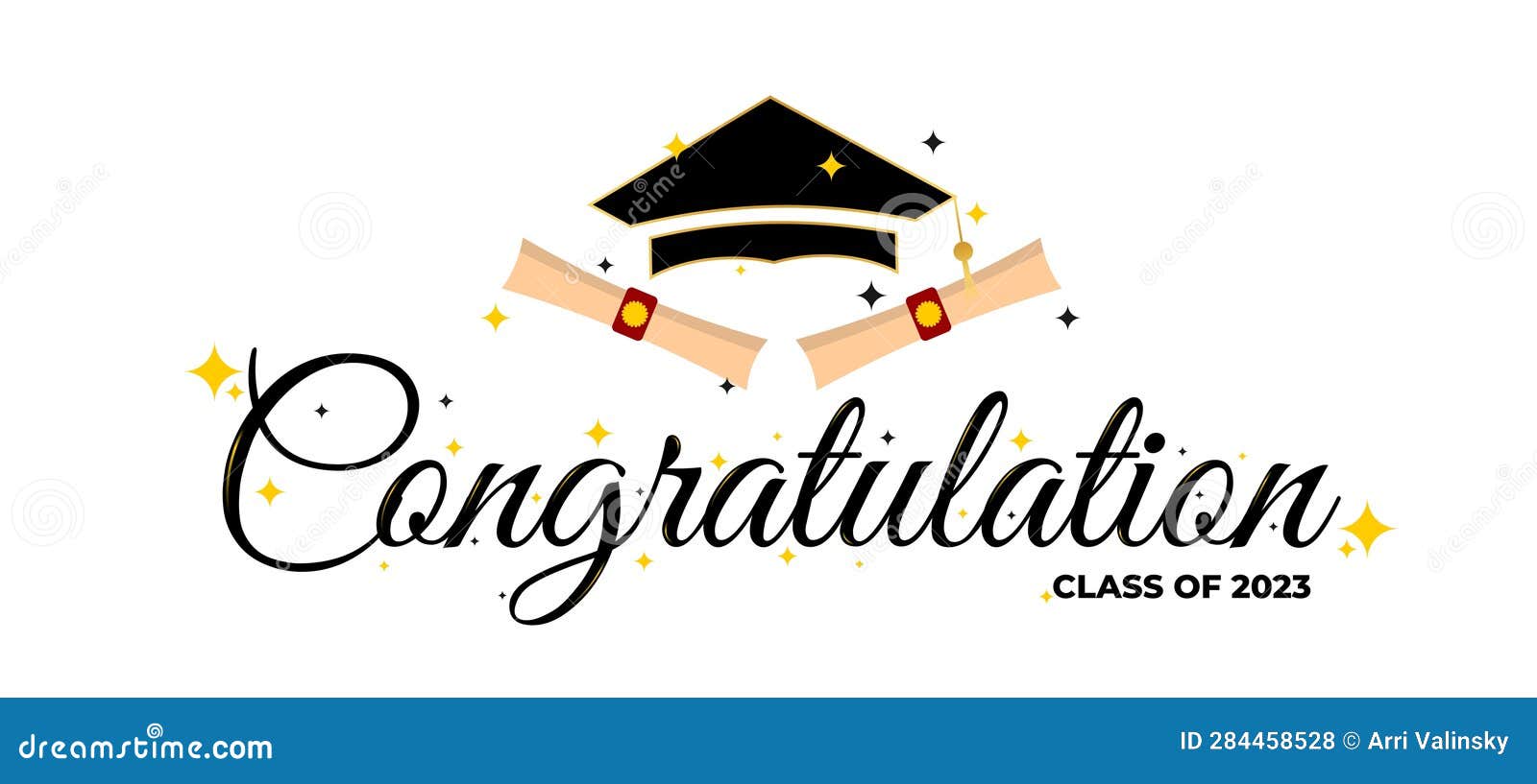 Congratulation Vector Design with Yellow and Black Star Elements and ...