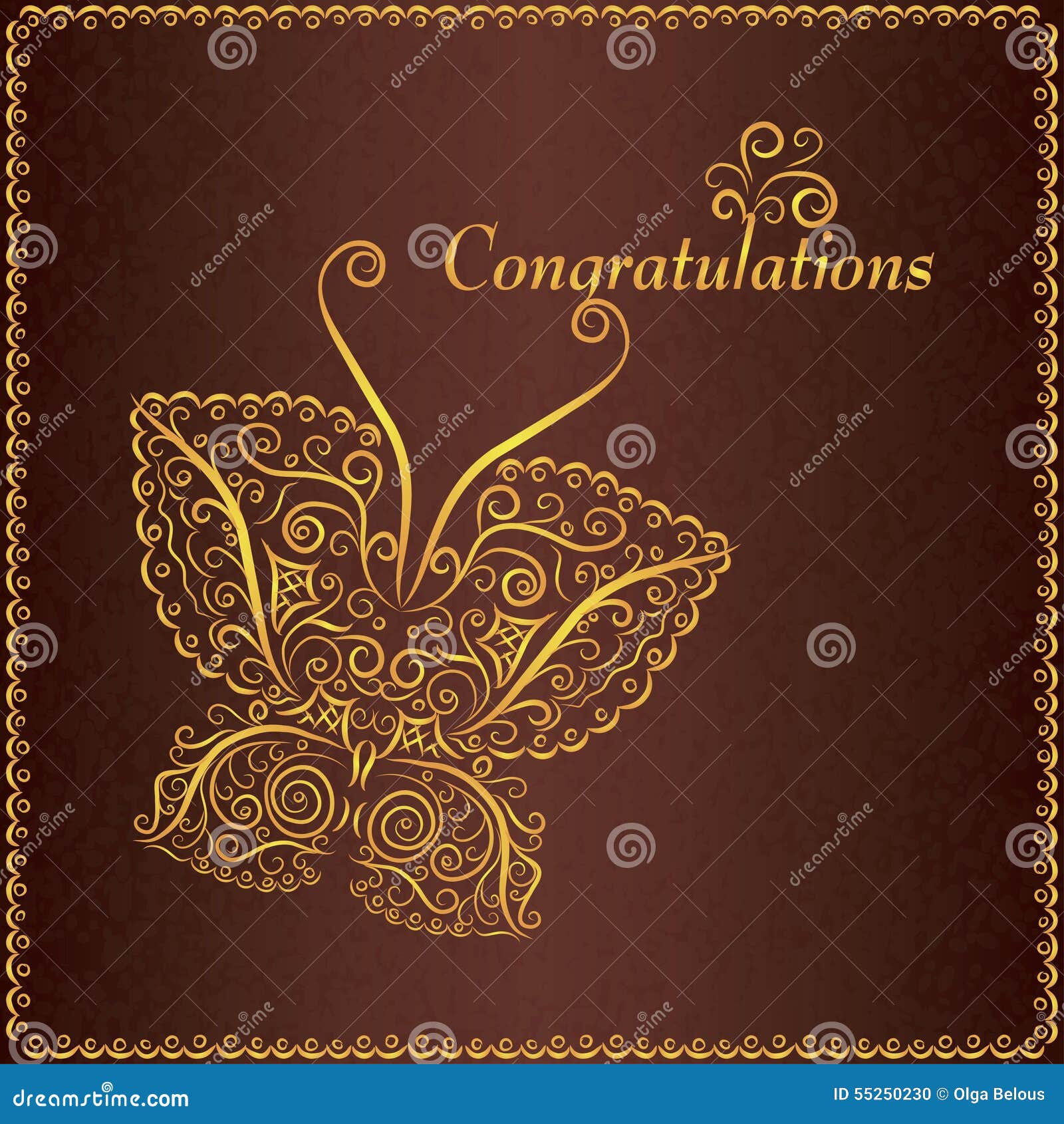 Congratulation Vintage Card with Butterfly Stock Vector - Illustration ...