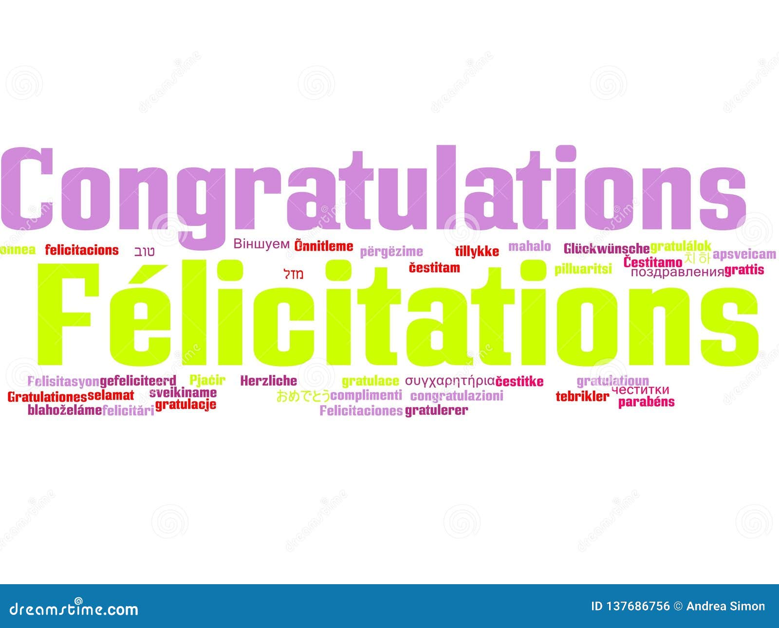 Congratulations In Different Languages Word Cloud Stock Illustration
