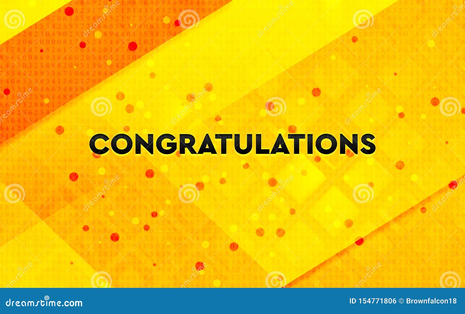 Congratulations Abstract Digital Banner Yellow Background Stock ...