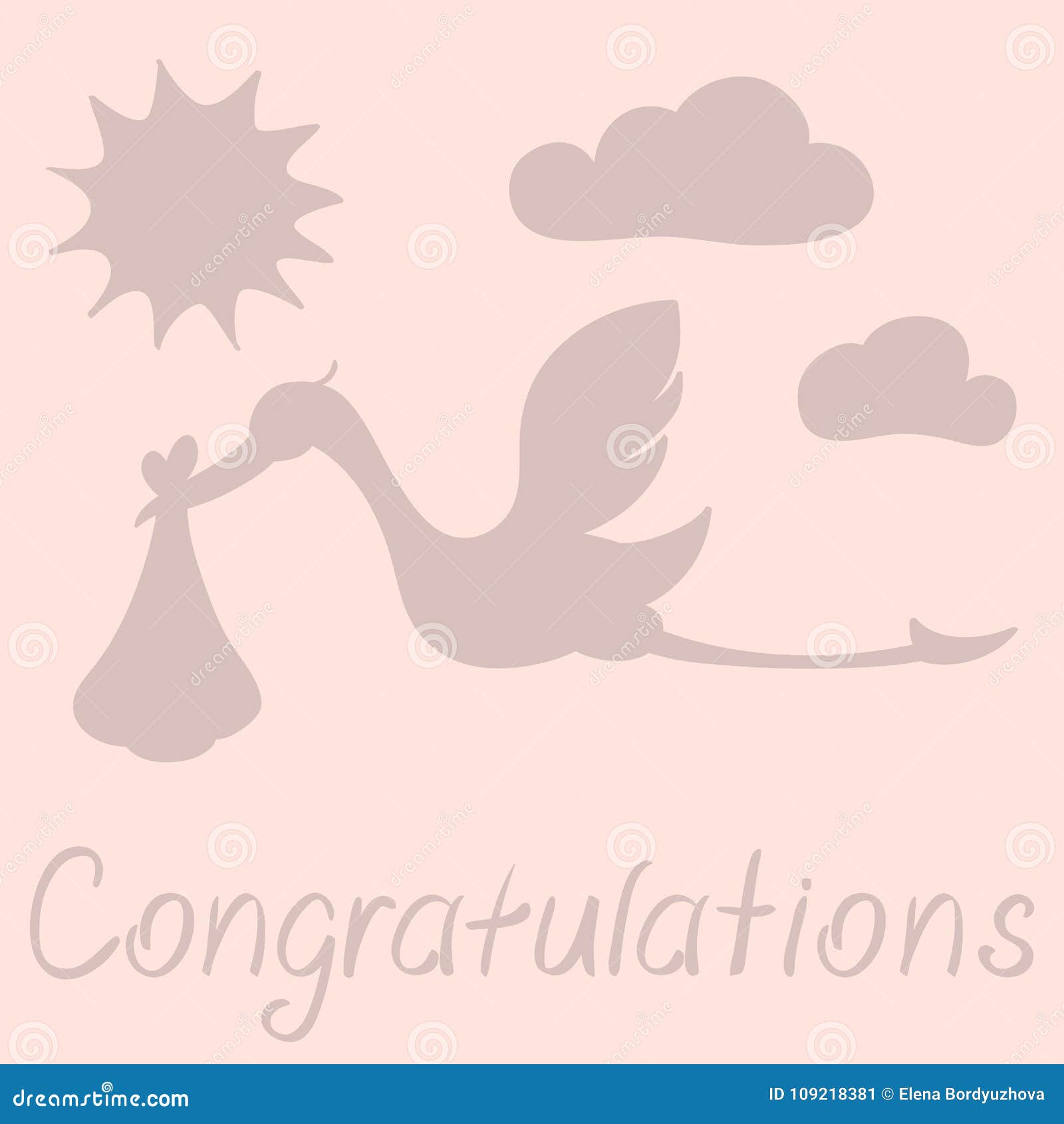 Congratulations baby card stock vector. Illustration of stork - 109218381