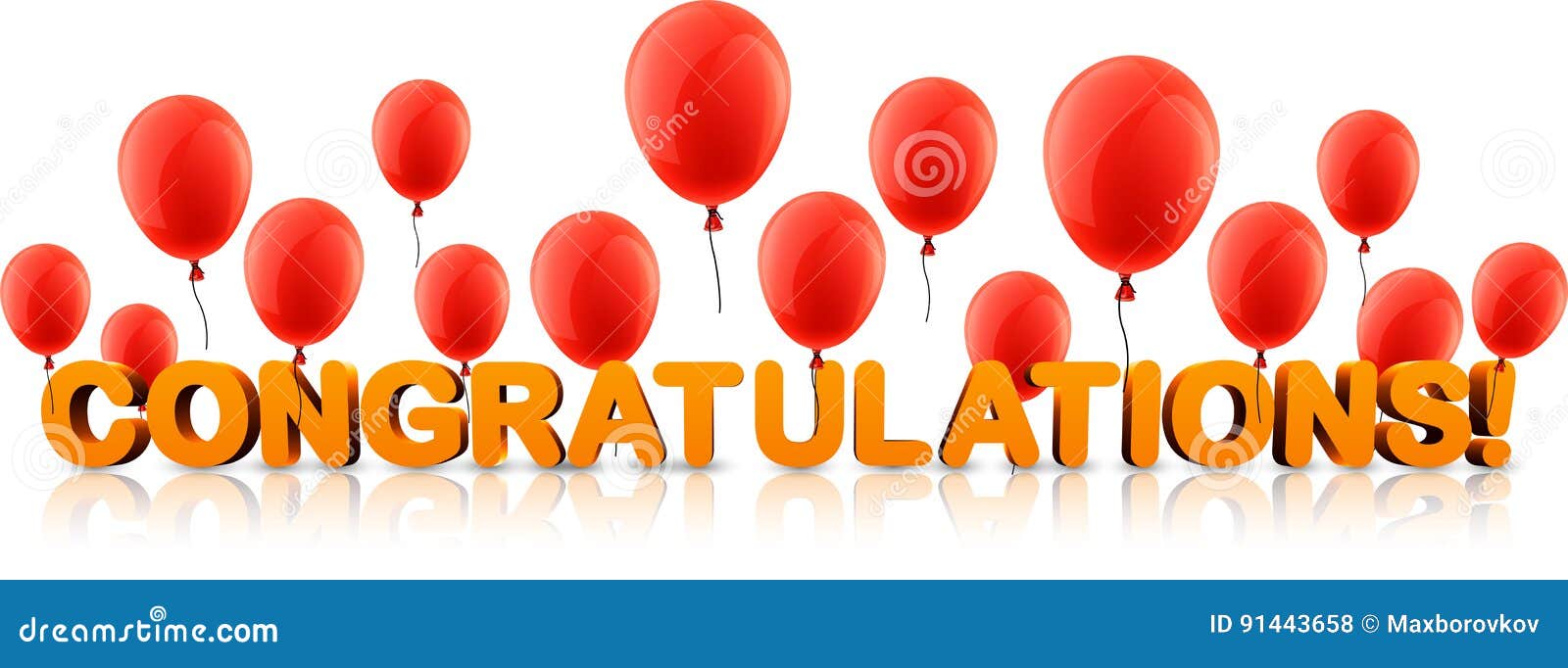 Congratulations Banner with Red Balloons. Stock Vector - Illustration ...